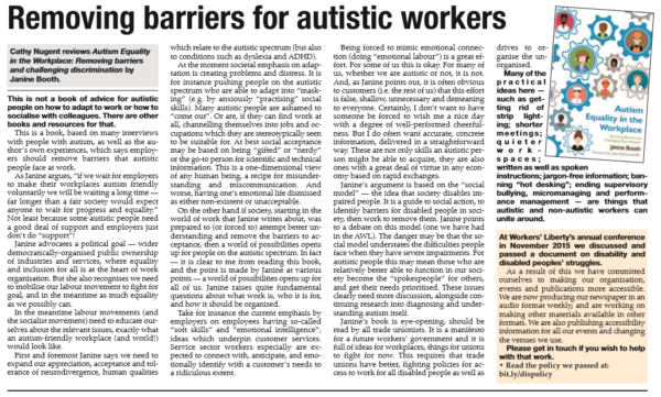 Review: Removing Barriers for Autistic Workers - Janine Booth
